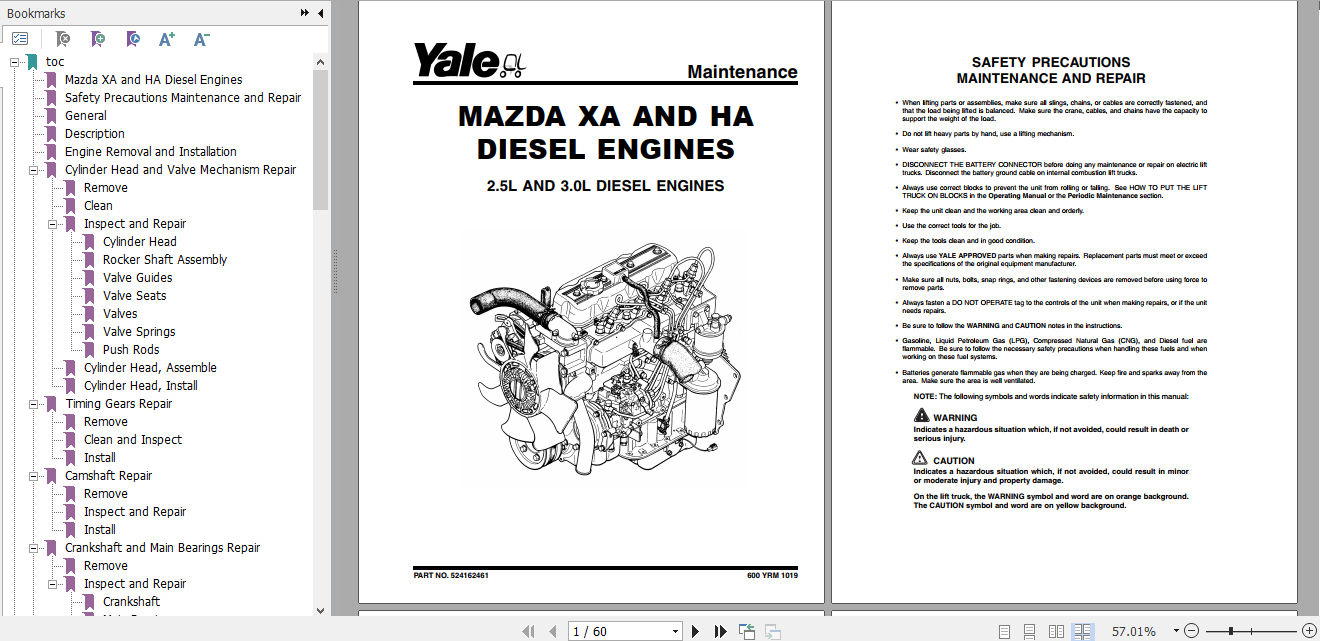 Yale Class 5 Internal Combustion Engine Trucks B810 (GDPGLP16-20AF Europe) Service Manual