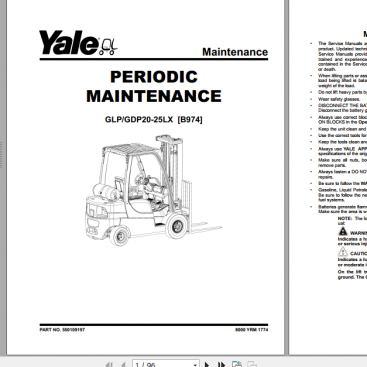 Yale Class 5 Internal Combustion Engine Trucks B974 (GLP050LX GDP50LX) Service Manual