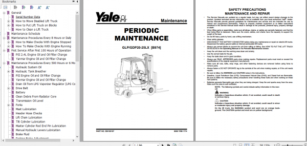 Yale Class 5 Internal Combustion Engine Trucks B974 (GLP20LX GDP25LX Europe) Service Manual