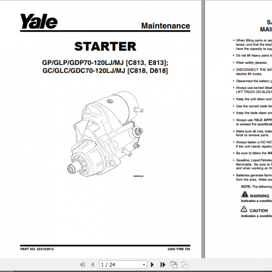 Yale Class 5 Internal Combustion Engine Trucks C810 (GPGDPGLP030-040VXSVX) Service Manual