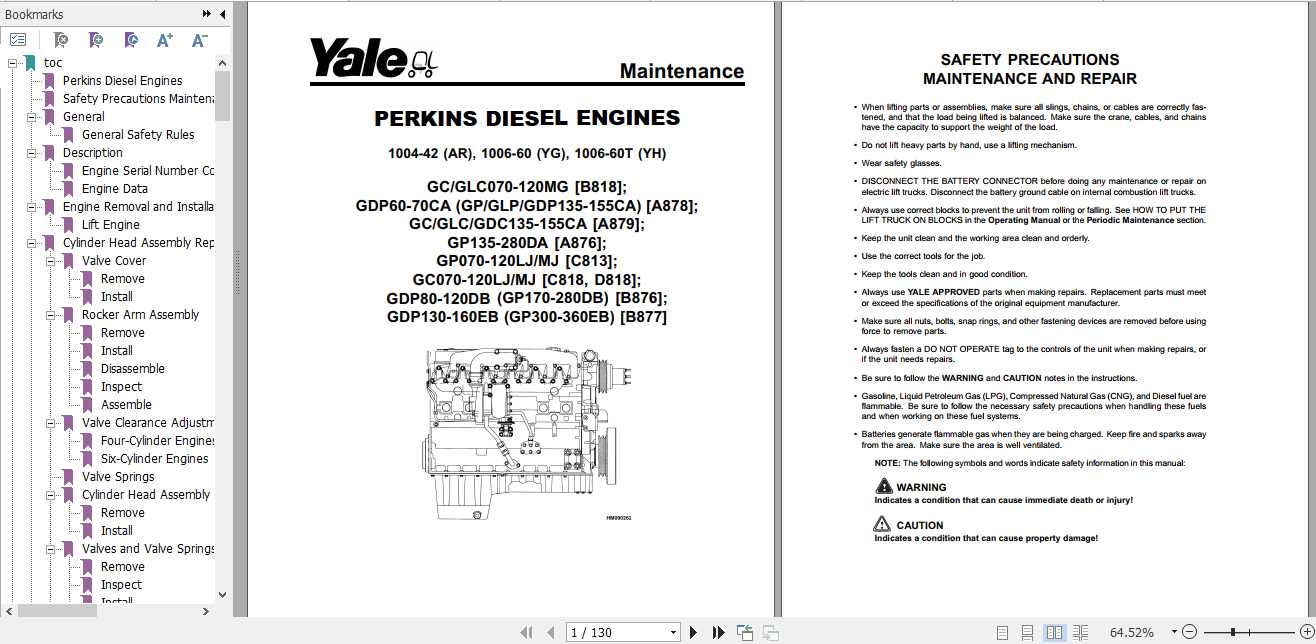 Yale Class 5 Internal Combustion Engine Trucks C813 (GDPGLP35-55LJMJ Europe) Service Manual