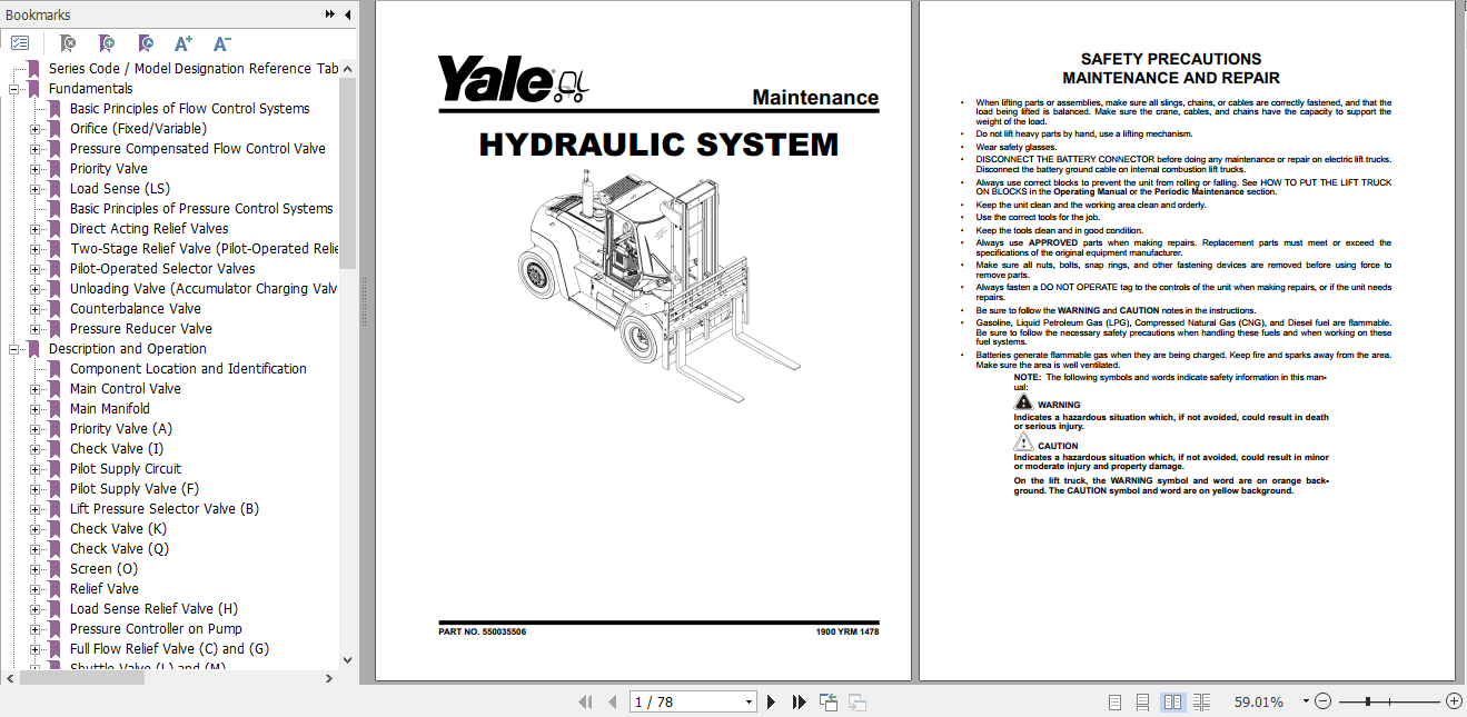 Yale Class 5 Internal Combustion Engine Trucks E876 (GDP80DC GDP120DC Europe) Service Manual