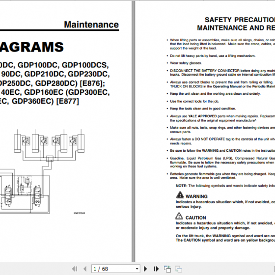 Yale Class 5 Internal Combustion Engine Trucks E877 (GDP300EC GDP360EC) Service Manual