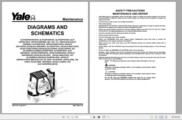 Yale Class 5 Internal Combustion Engine Trucks F813 (GPGDPGLP080VX 120VX) Service Manual