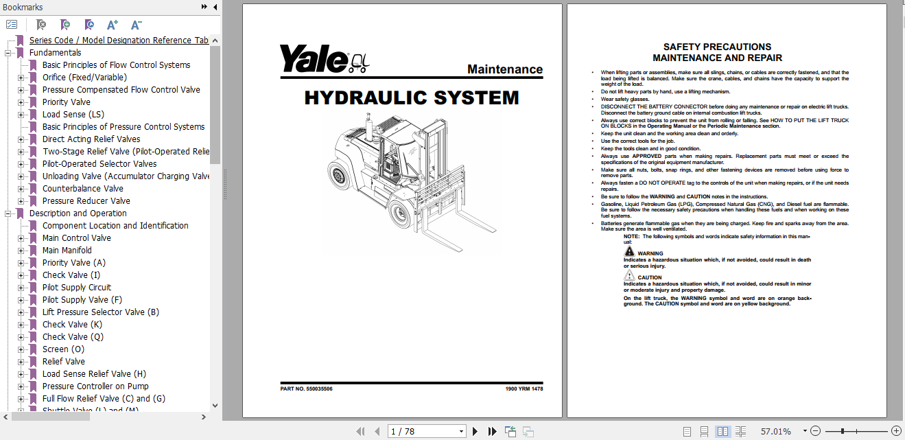 Yale Class 5 Internal Combustion Engine Trucks F877 (GDP130EC GDP160EC Europe) Service Manual