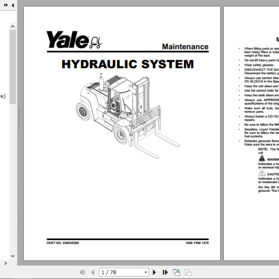 Yale Class 5 Internal Combustion Engine Trucks F877 (GDP130EC GDP160EC Europe) Service Manual ...