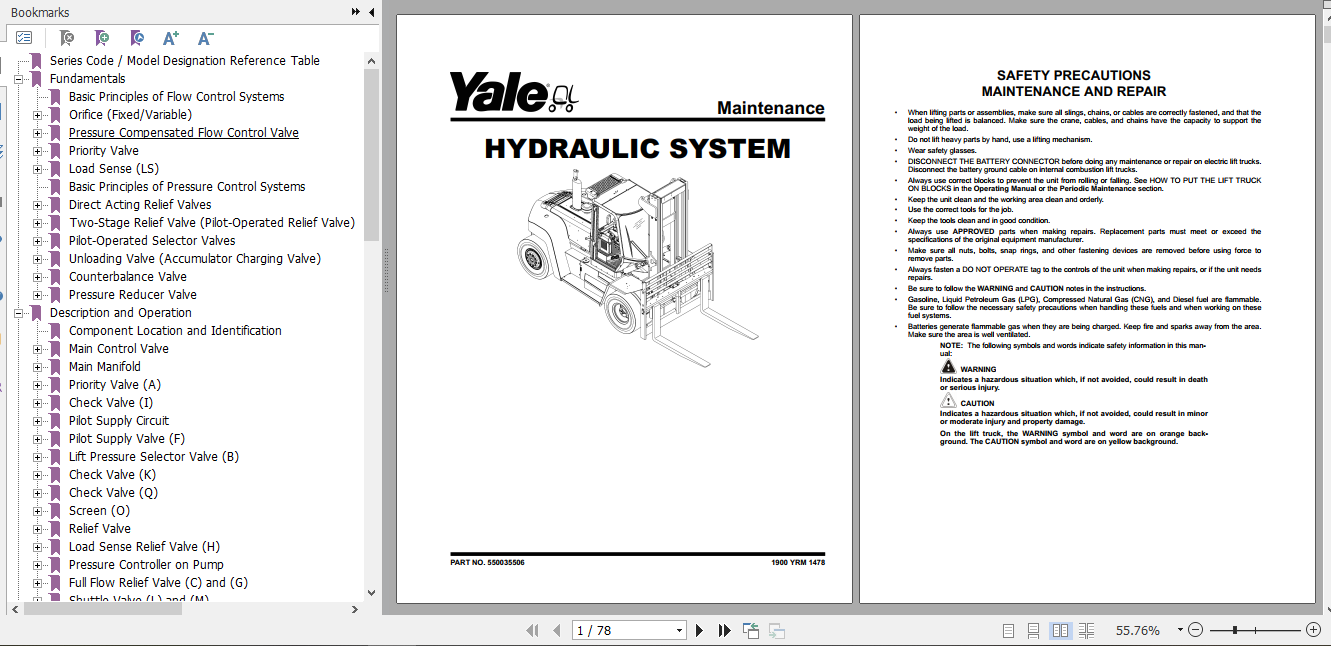 Yale Class 5 Internal Combustion Engine Trucks F877 (GDP300EC GDP360EC) Service Manual