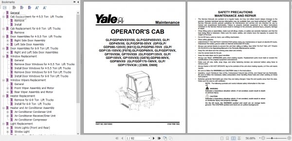 Yale Class 5 Internal Combustion Engine Trucks F878 (GPGLPGDP135-155VX) Service Manual