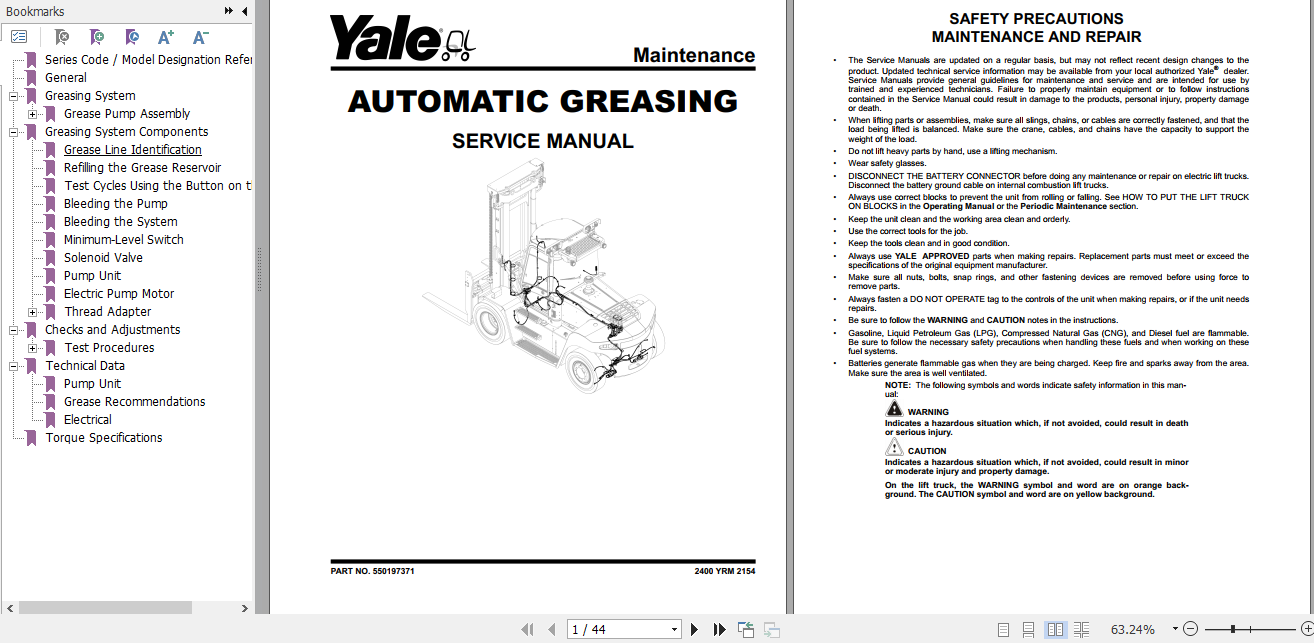 Yale Class 5 Internal Combustion Engine Trucks H877 (GDP130EC GDP160EC Europe) Service Manual