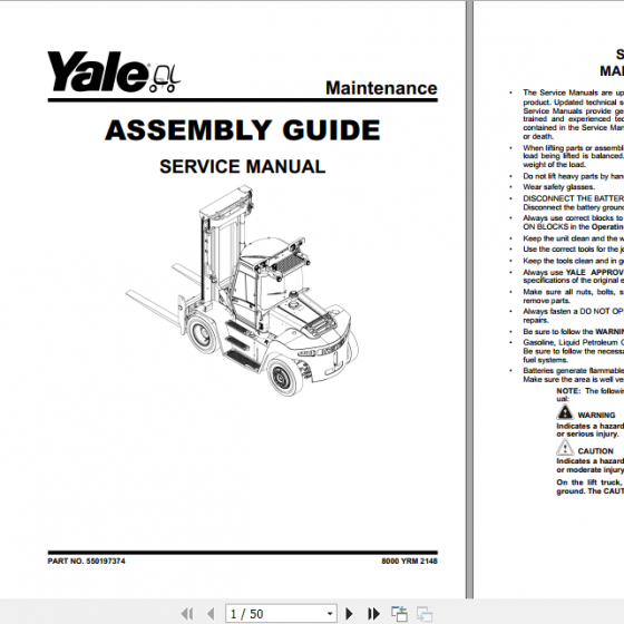 Yale Class 5 Internal Combustion Engine Trucks J813 (GLPGDP40VX5 55VX Europe) Service Manual