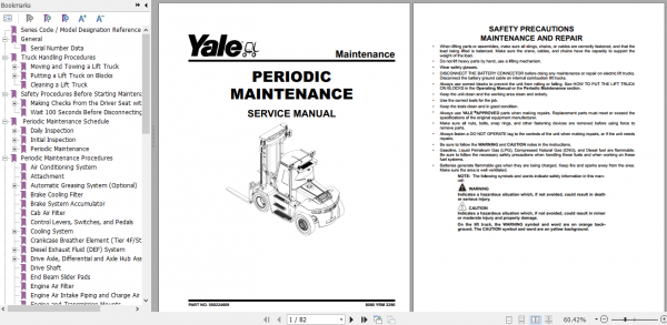 Yale Class 5 Internal Combustion Engine Trucks J877 (GDP130EF GDP160EF Europe) Service Manual