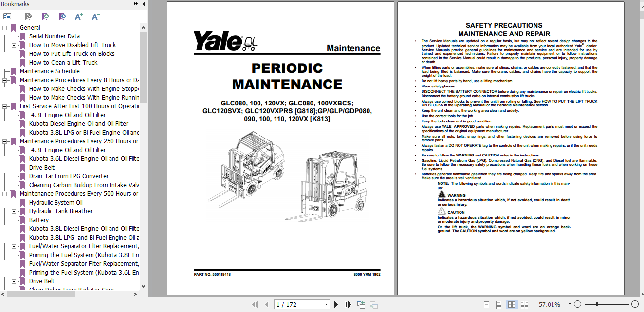 Yale Class 5 Internal Combustion Engine Trucks K813 (GPGLPGDP80-120VX)) Service Manual