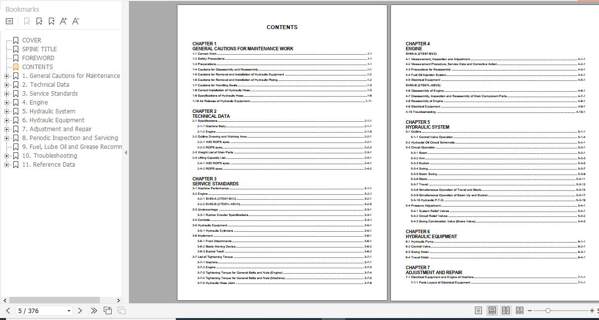 Yanmar Crawler Excavators SV05-A SV05-B Service Manuals EN PDF