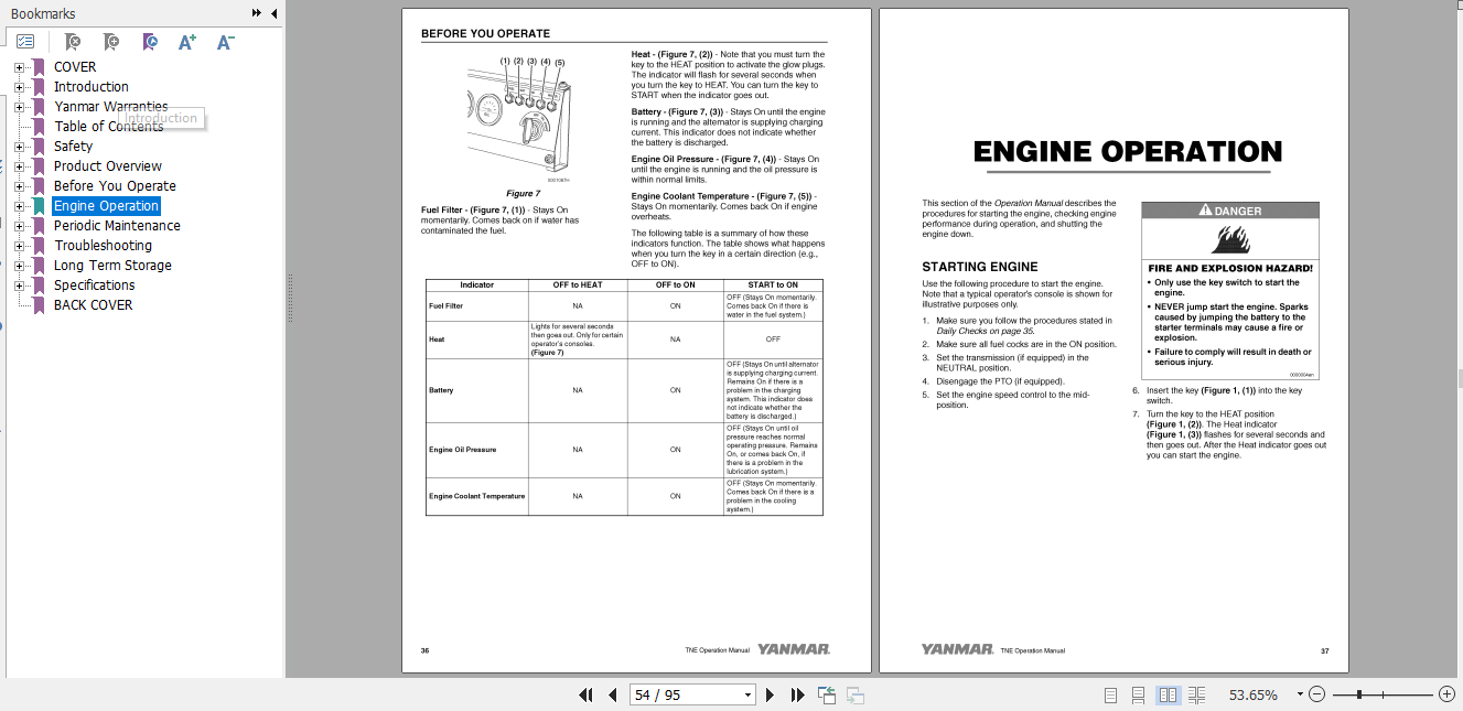 Yanmar Engine 4TNE92 4TNE94L 4TNE98 Operation Manual