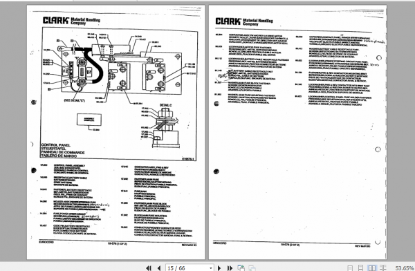 Clark Forklift Truck French CTM CEM 10-20 HPB1 Control Training Manual ...