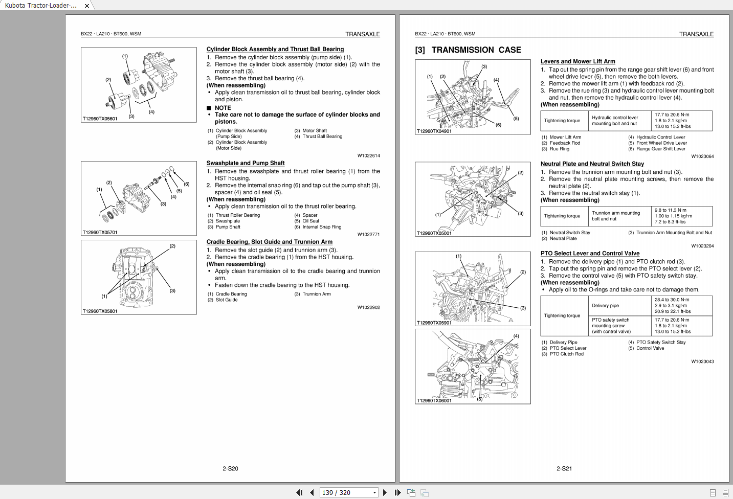 Kubota Tractor-Loader-Backhoe BX22-LA210-BT600 Workshop Manual EN