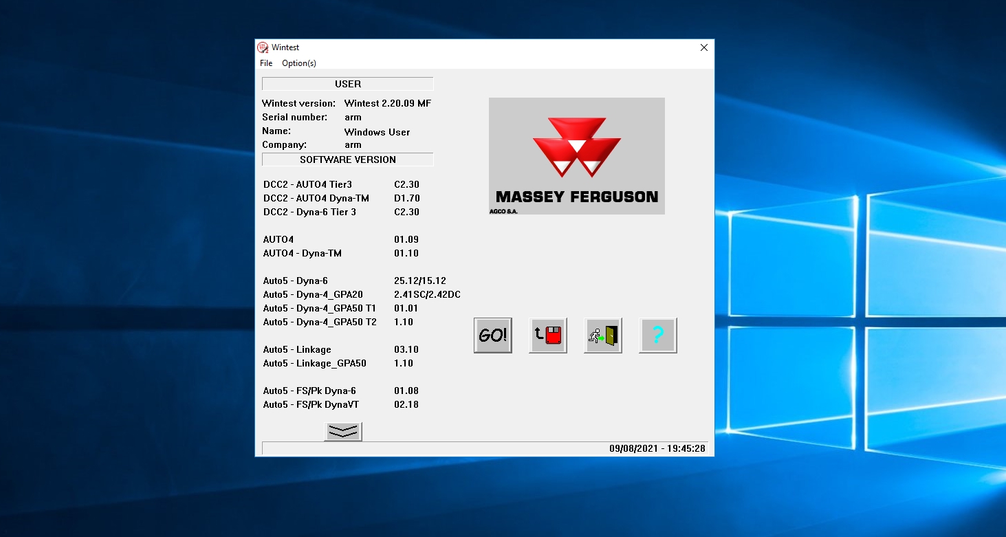 Massey Ferguson Diagnostic Tool Program Wintest V2.20.09 2017
