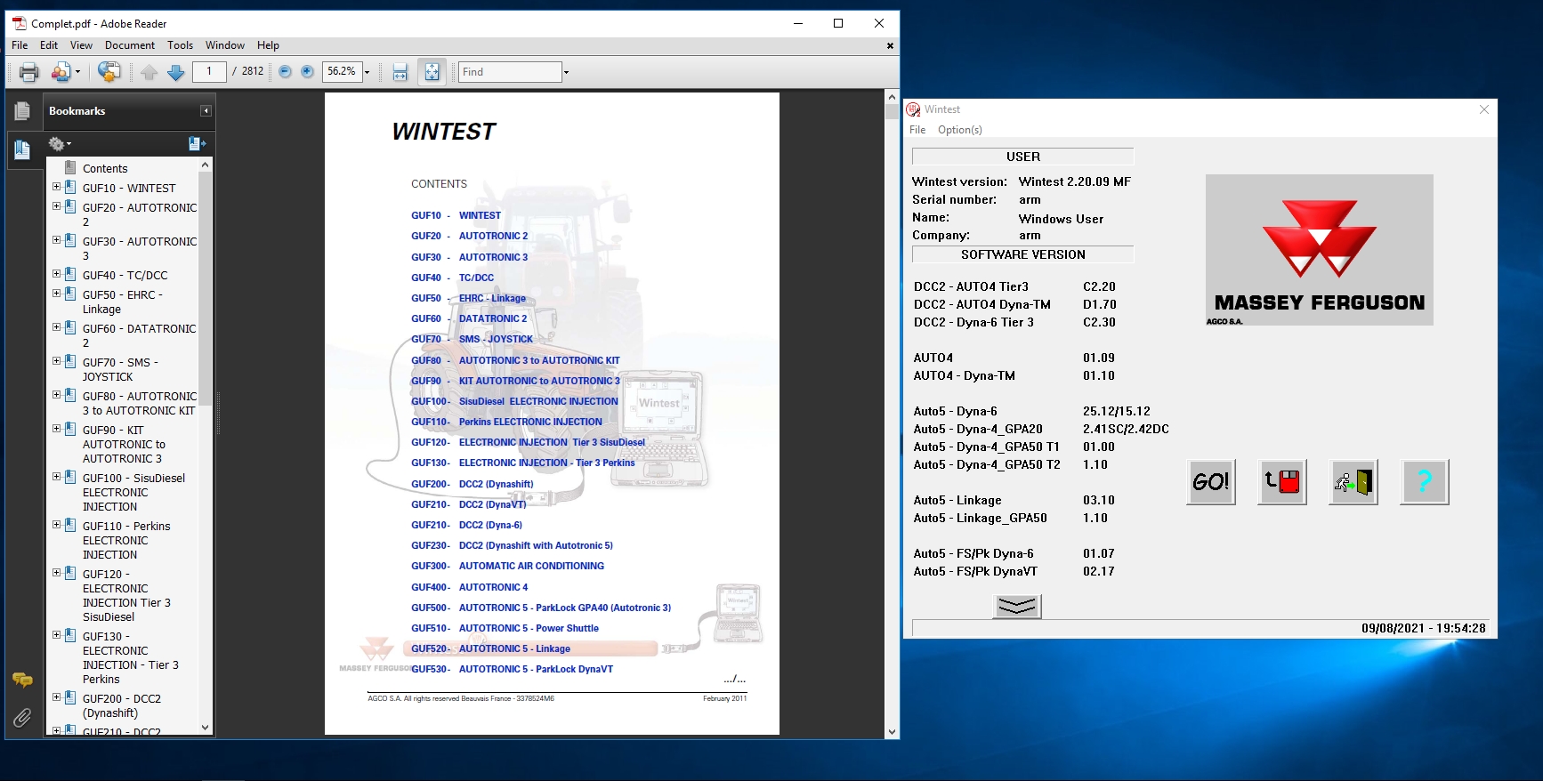 Massey Ferguson Diagnostic Tool Program Wintest V2.20.09 2017