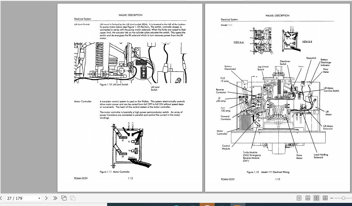 Raymond ELF Rider Pallet Truck 019 Schematic, Maintenance & Parts Manual