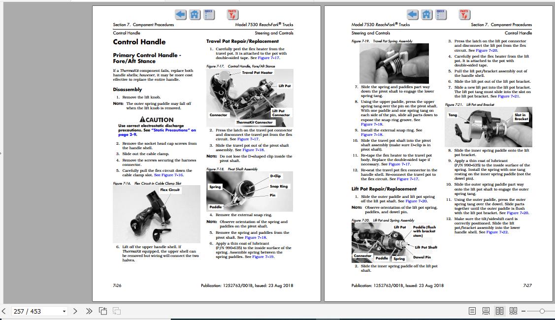 Raymond Reach-Fork Truck 7530 Schematics, Maintenance & Parts Manual
