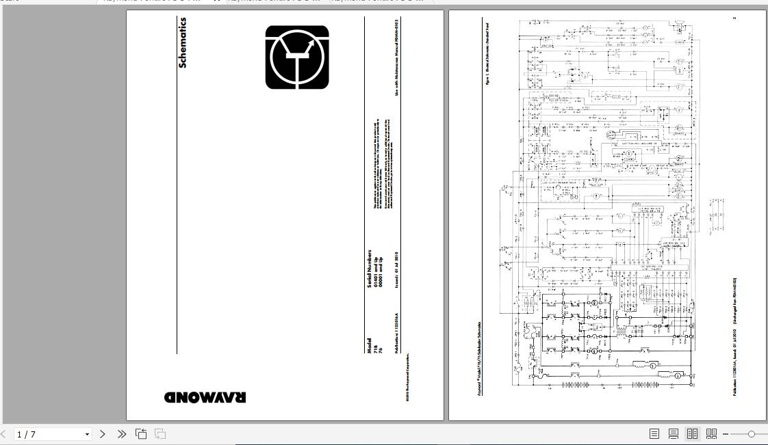 Raymond Side Loader Truck 71B 76 Schematics, Maintenance & Parts Manual