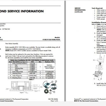 Raymond Stand-Up Counterbalanced Lift Truck 4150 4250 Schematics ...