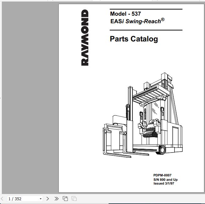 Raymond Swing-Reach Truck 537 Maintenance & Parts Manual