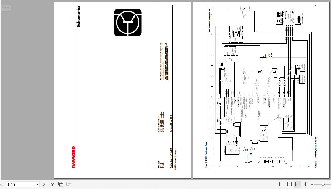 Raymond Walkie Pallet Truck 8210 Schematic, Maintenance & Parts Manual