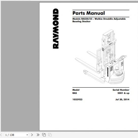 Raymond Walkie Straddle Stacker RSS22 RSS30 RSS40 Schematics ...