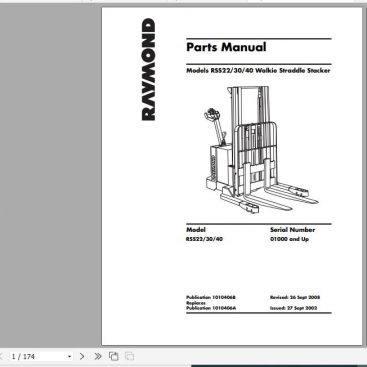 Raymond Walkie Straddle Stacker RAS 20 25 Schematics, Maintenance ...