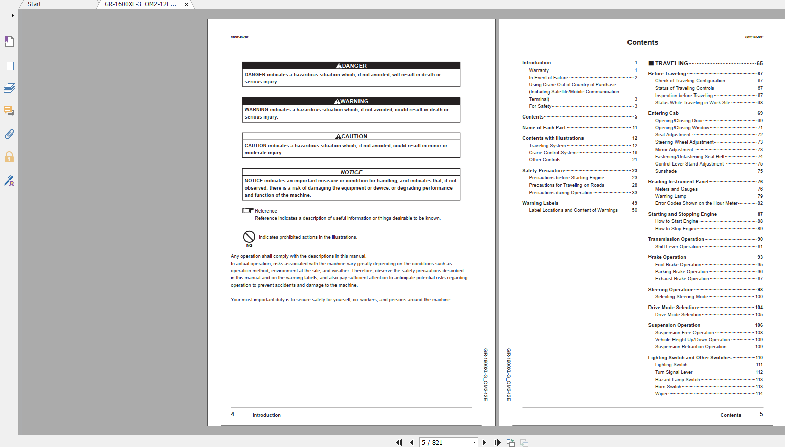 Tadano Rough Terrain Crane GR-1600XL-3 GR-1600-3-00104 Operation ...
