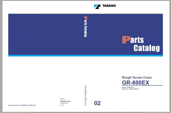 Tadano Rough Terrain Crane GR-600EX-2 Service Manual Circuit Diagram ...