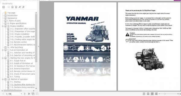 Yanmar Diesel Engine 1GM 2GM 3GMD 3HM Operation Manual
