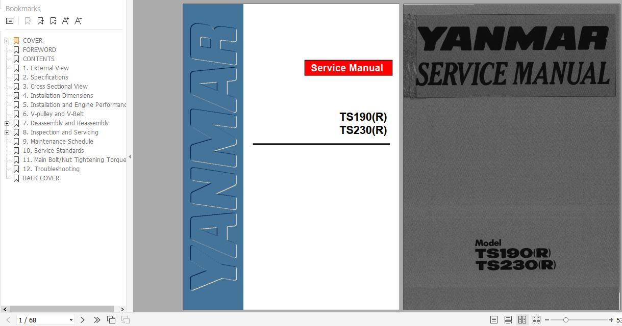 Yanmar Diesel Engine TS190(R) TS230(R) Service Manual