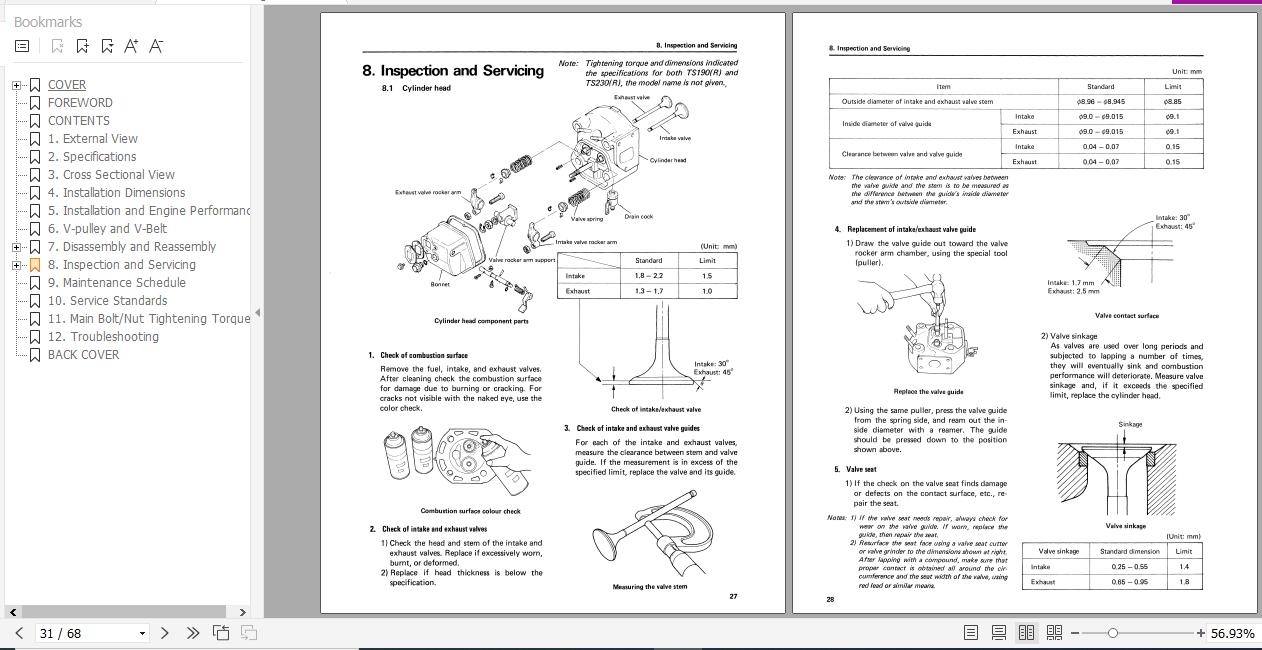 Yanmar Diesel Engine TS190(R) TS230(R) Service Manual