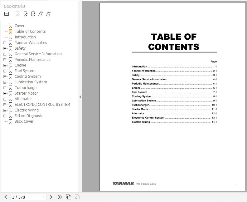 Yanmar Engine 3TNV82-88 4TNV84-106 Serial Service Manual 0BTNV-U00102