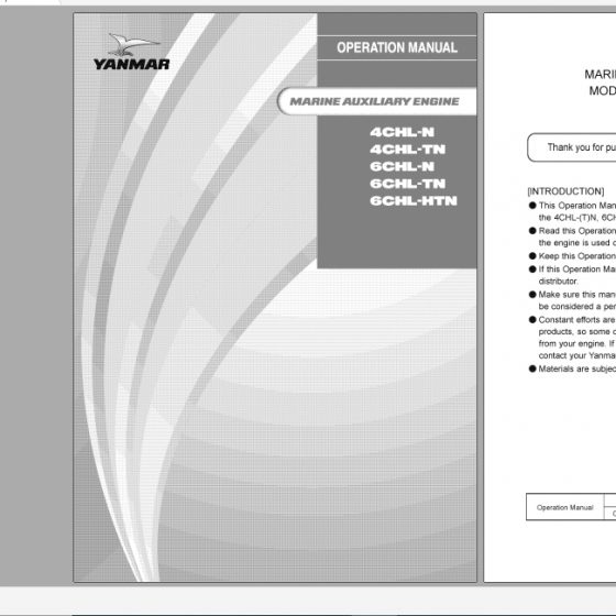 Yanmar Marine Diesel Engine 4JH3-TE TCE HTE DTE Operation Manual 9961-202851