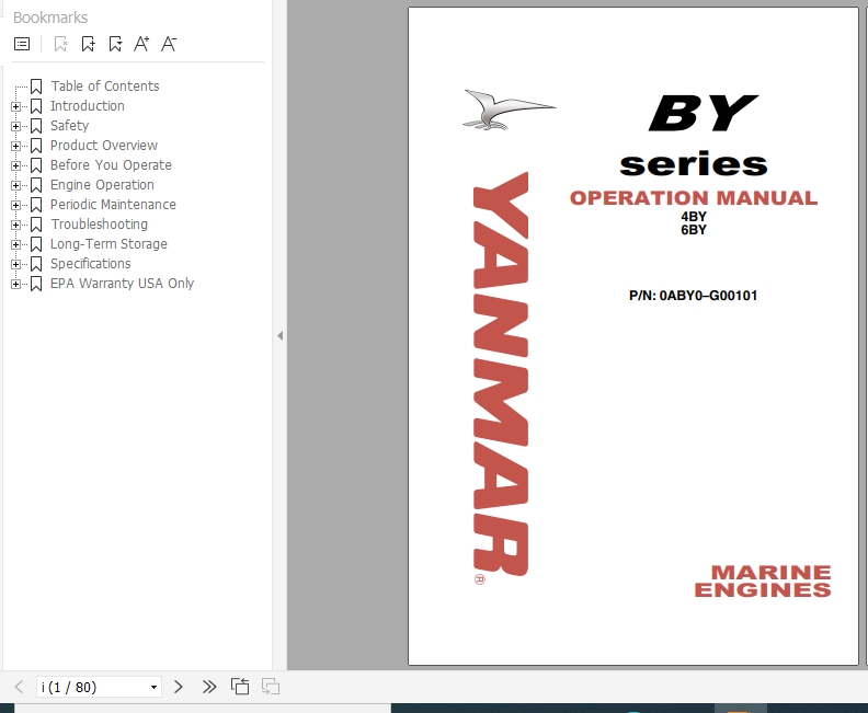 Yanmar Marine Engine 4BY 6BY Operation Manual
