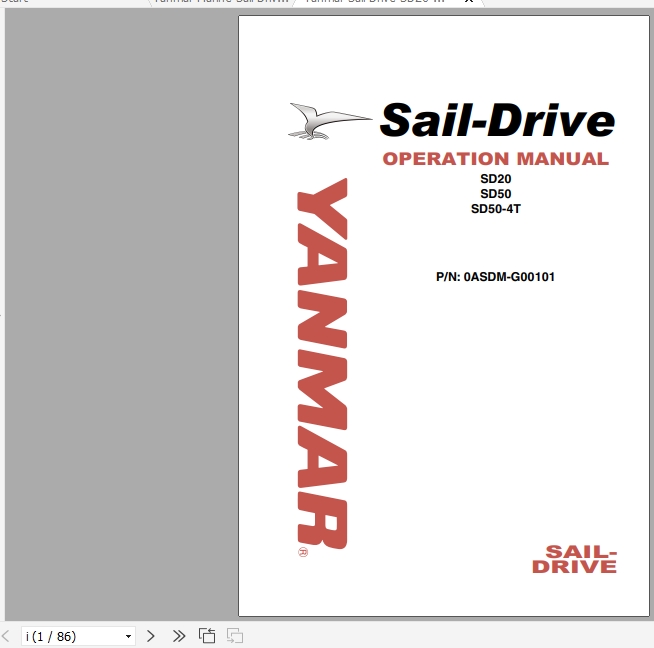 Yanmar Marine Sail-Drive SD20 SD50 SD50-4T Operation Manual