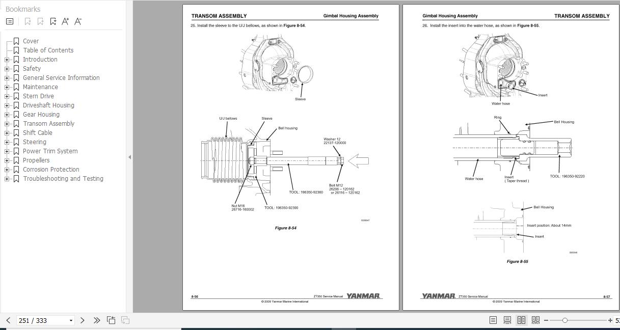 Yanmar Marine Stern Drive ZT350 Servcie Manual 0BZTD-G00100