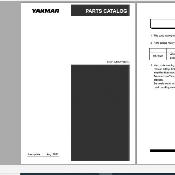 Yanmar Skid Steer Loader S190R Parts Catalog 0CS10 M56600EN Auto yanmar-skid-steer-loader-s190r-parts-catalog-0cs10-m56600en-auto