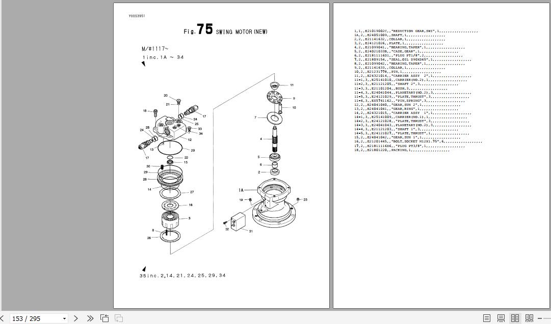 Yanmar Wheel Excavator B55W Parts Catalog Y00S3951