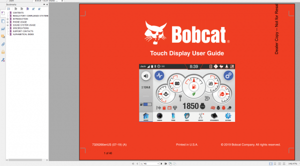 Bobcat Touch Display User Guide 2019