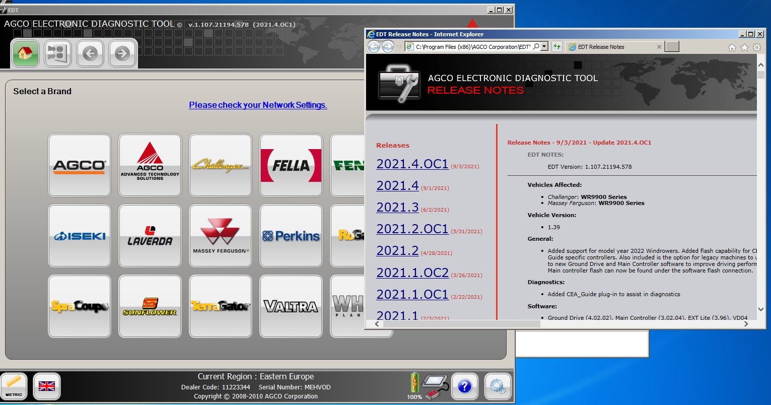 AGCO Diagnostic Program EDT Electronic 1.107.21194.578 2021.4.OC1 10.2021