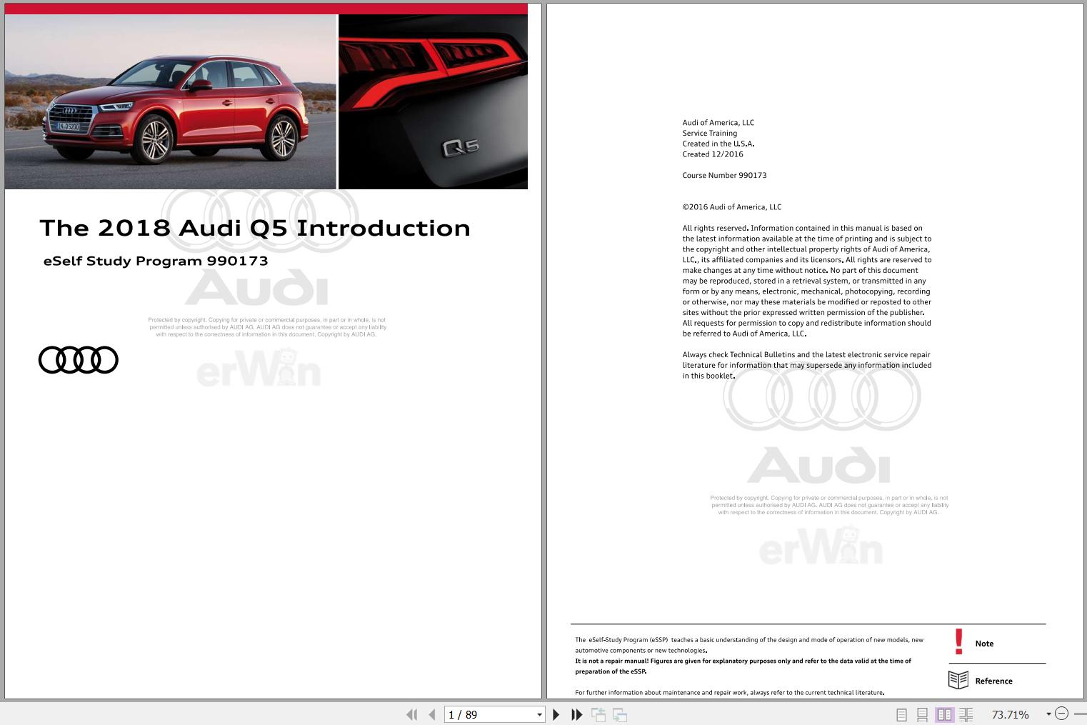 Audi Q5 2018 eSelf Study Program 990173