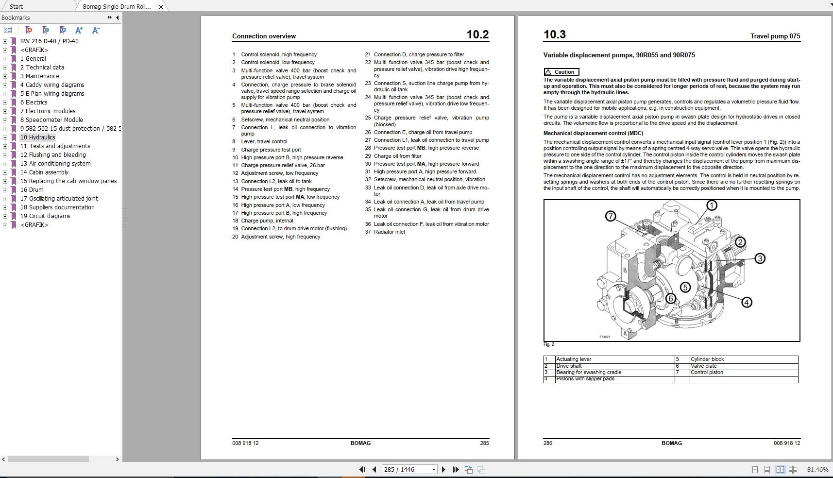 Bomag Single Drum Roller BW 216 D-40 PD-40, BW 218 D-40 Service Manual 06-2012 00891812
