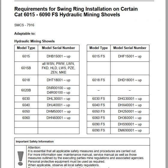CAT Hydraulic Shovel 6015-6090 FS Radiator Assembly Service Information ...