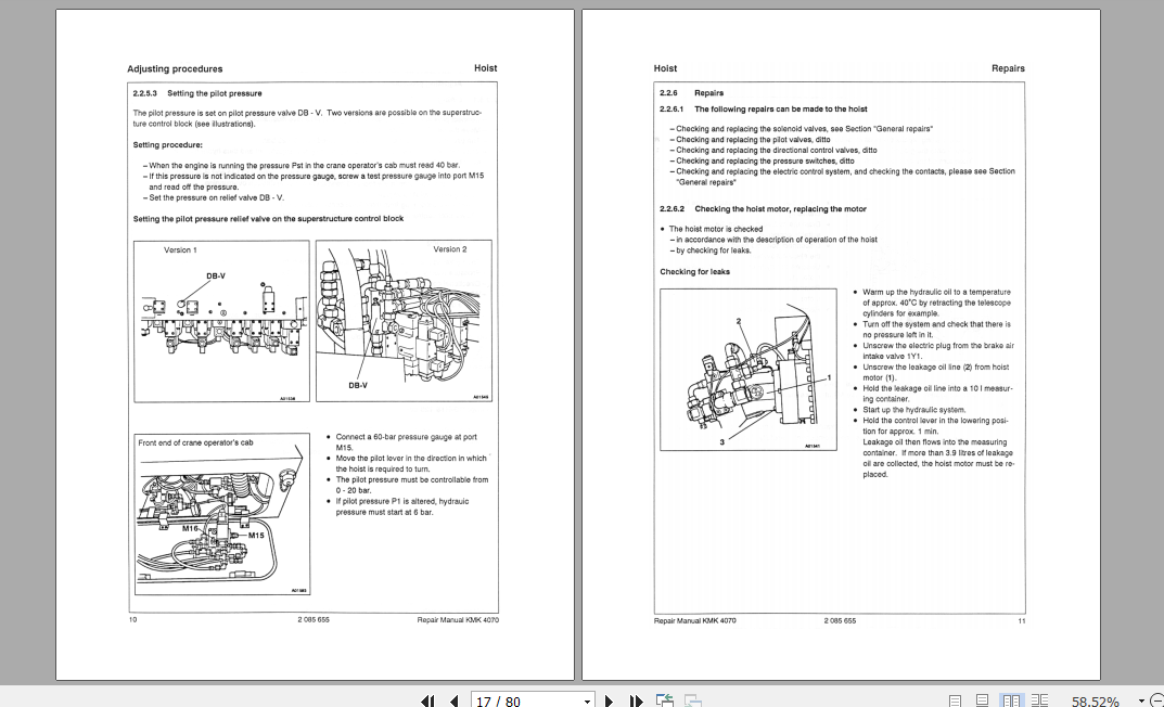 Krupp Crane KMK 4070 Repair Operating Instructions Lifting Capacities ...