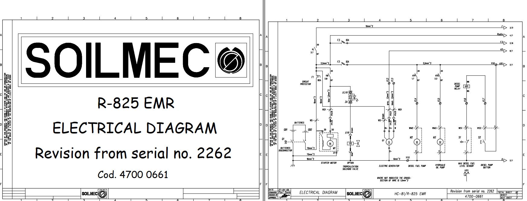 Soilmec Drilling Rig R-825 EMR Electrical Schematic Diagram 2262 47000661