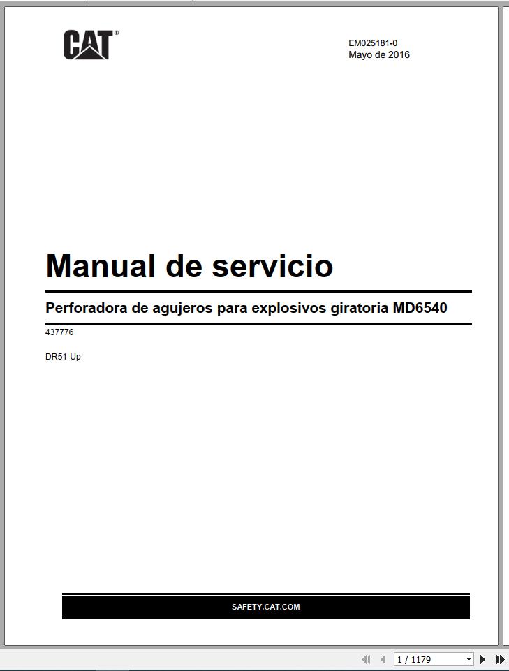 CAT Rotary Blasthole Drills MD6540 437776 DR51-Up Service Manual ...